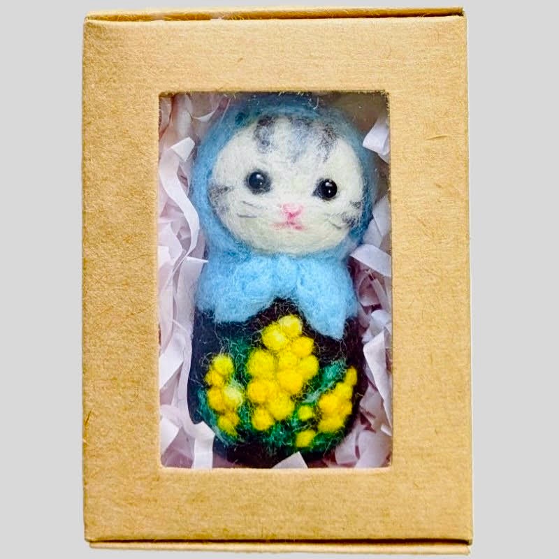 Whiskered Omamori - Felted Cat Inspired by Japanese Shrine